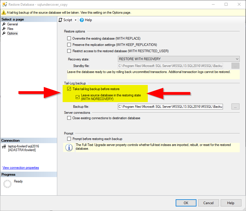 SSMS- Source Database ‘Restoring’ After Performing a Restore To a New Destination – SQL Undercover